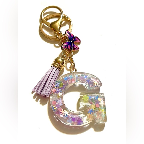 Accessories | Confetti Glitter Resin Letter G Keychain | Poshmark